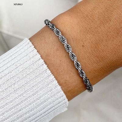 Men‘s Silver Rope Stainless Steel Bracelet MNJ013